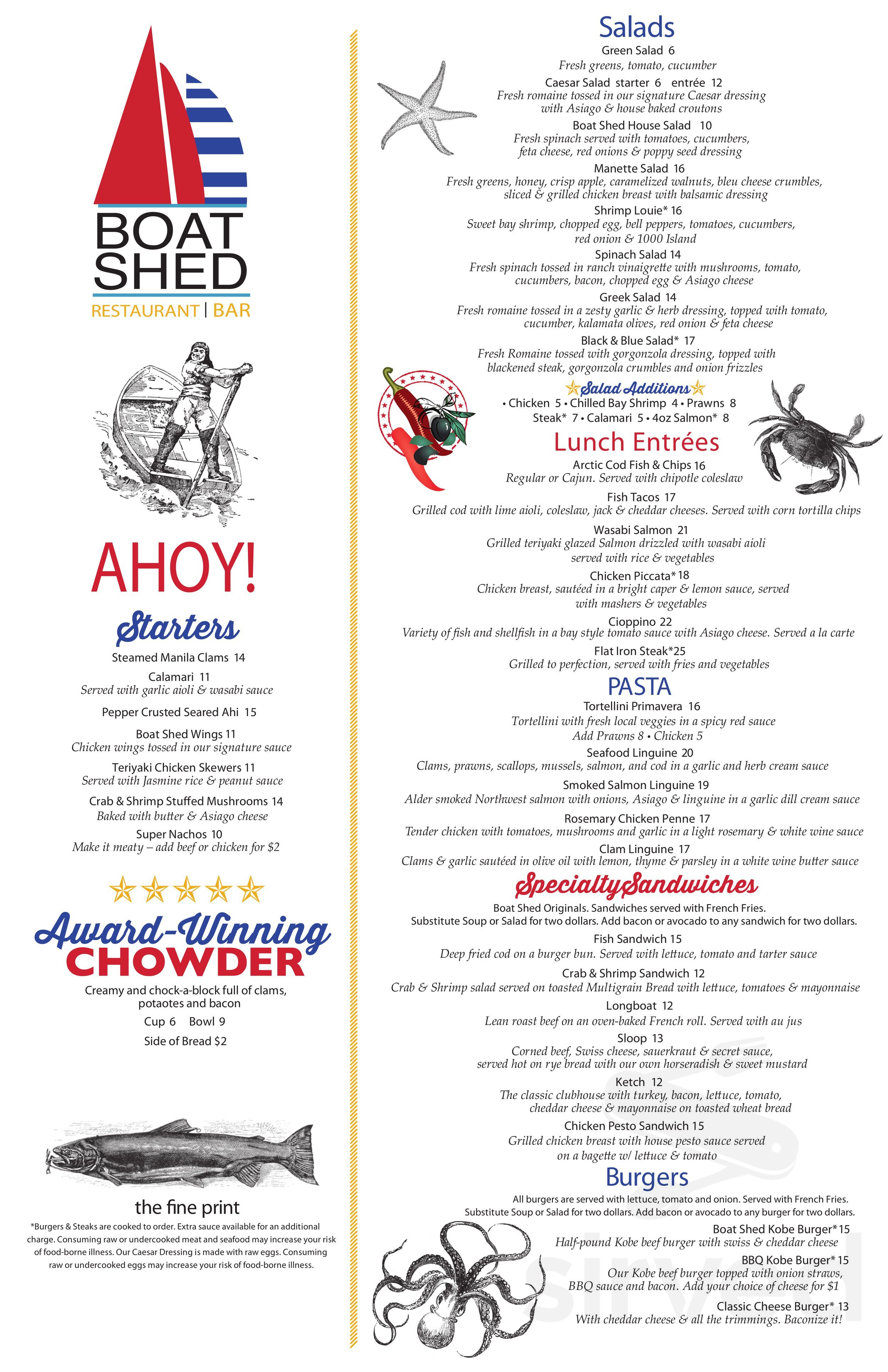 Boat Shed Restaurant menus in Bremerton, Washington, United States