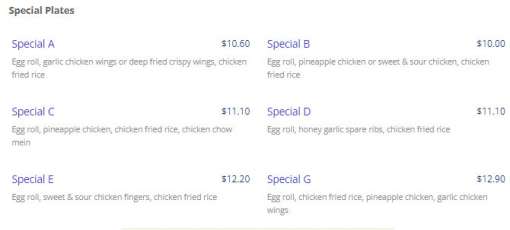 Menu for SUN SUN Take-Out & Restaurant in Moncton, NB | Sirved