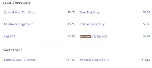 Menu for SUN SUN Take-Out & Restaurant in Moncton, NB | Sirved