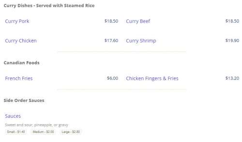 SUN SUN Take-Out & Restaurant menu in Moncton, New Brunswick, Canada