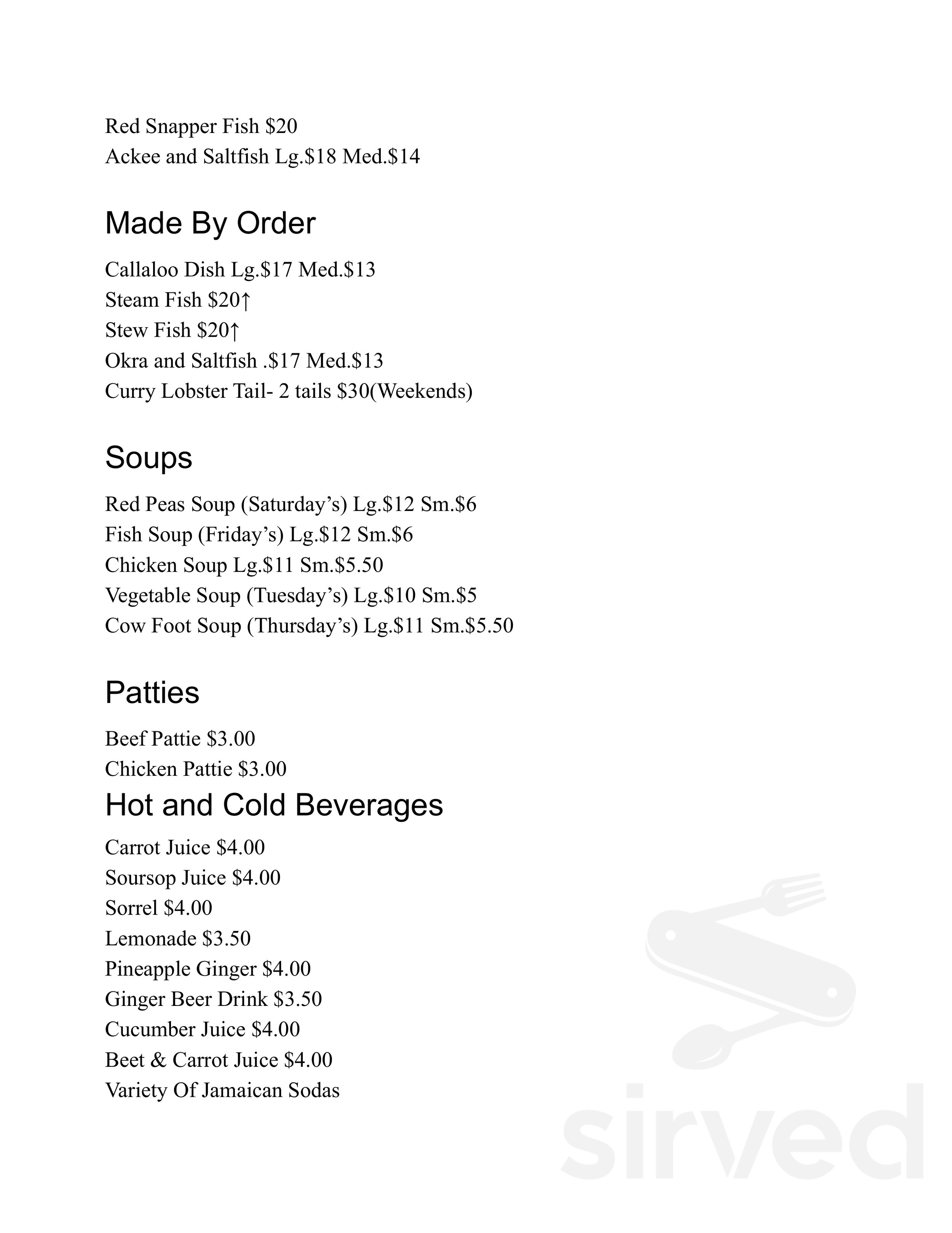 Menu - Hawthorne CA's Donna's Home Caribbean Restaurant | Sirved