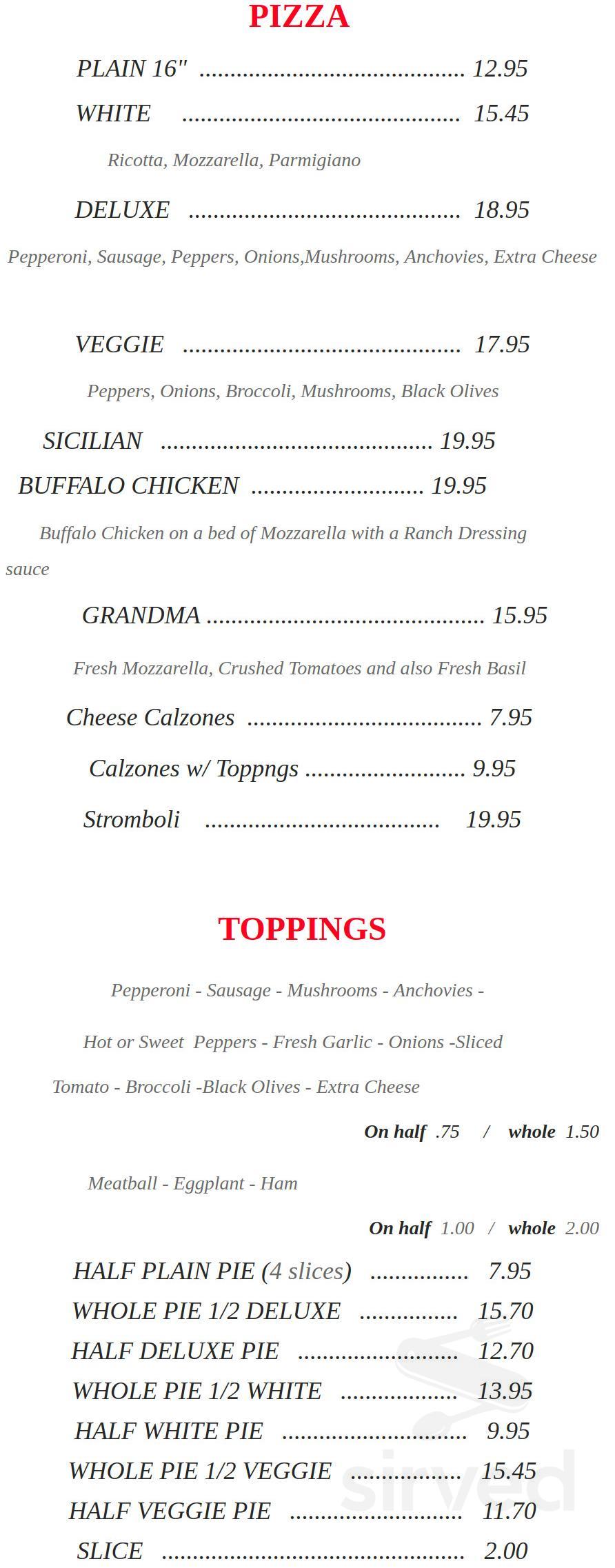 Capri Pizza menu in Cresco, Pennsylvania, USA
