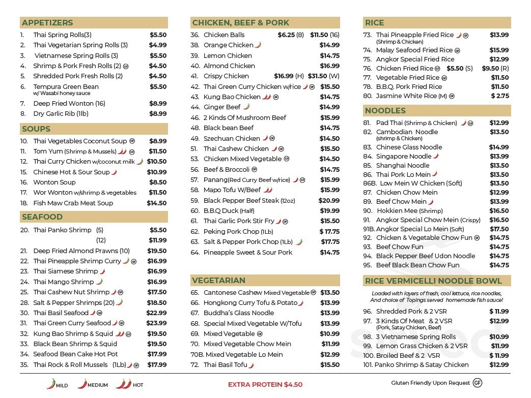 Angkor Southeast Asian Delight menus in Regina, Saskatchewan, Canada