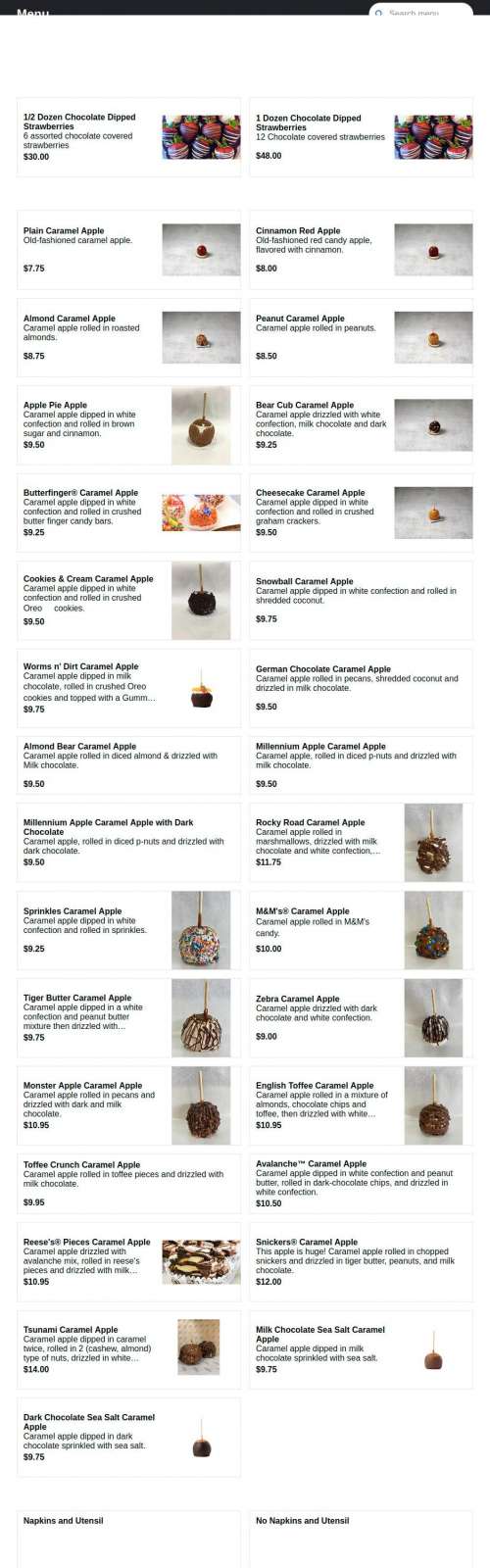 Rocky Mountain Chocolate Factory menu in Irvine, California, USA