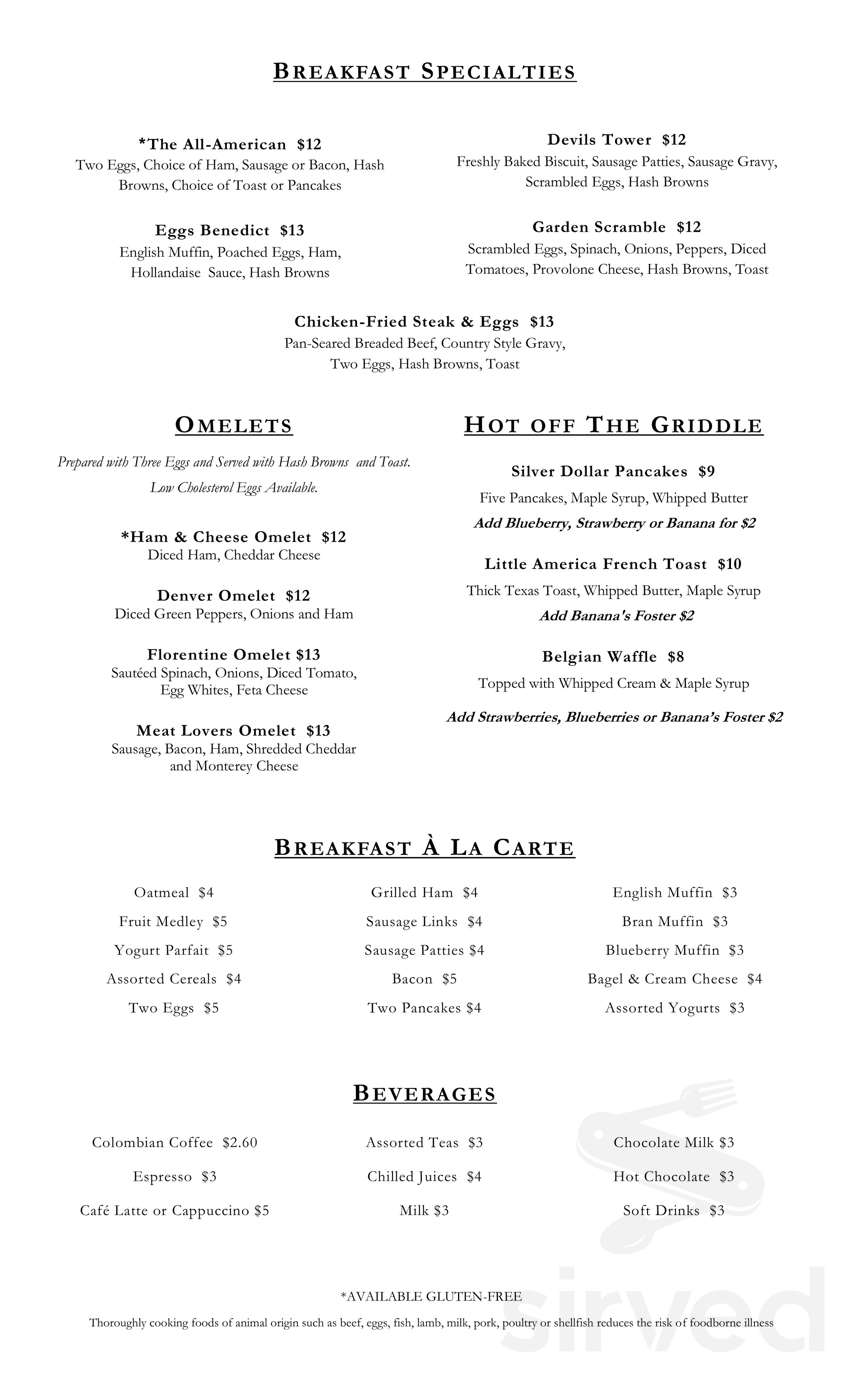 Menu for Hathaway's Restaurant & Lounge in Cheyenne, WY | Sirved