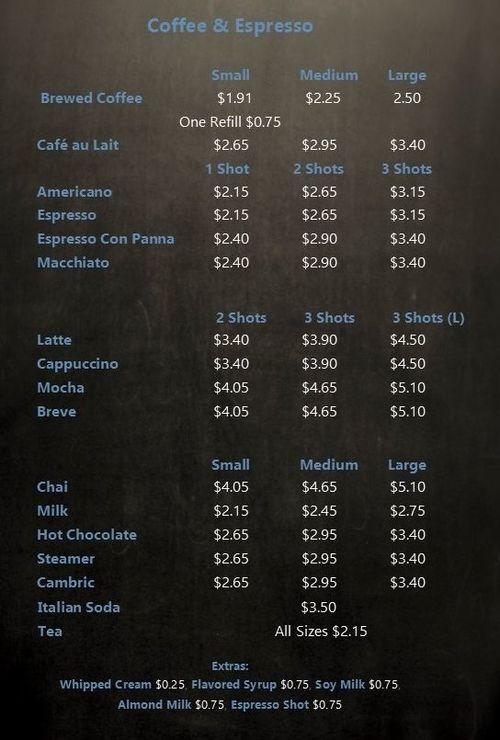 EverBean by the Lake menu in Evergreen, Colorado, USA