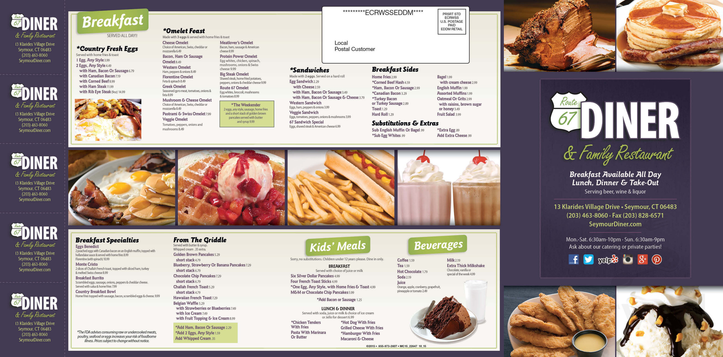 67 Family Diner menu in Seymour, Connecticut, USA