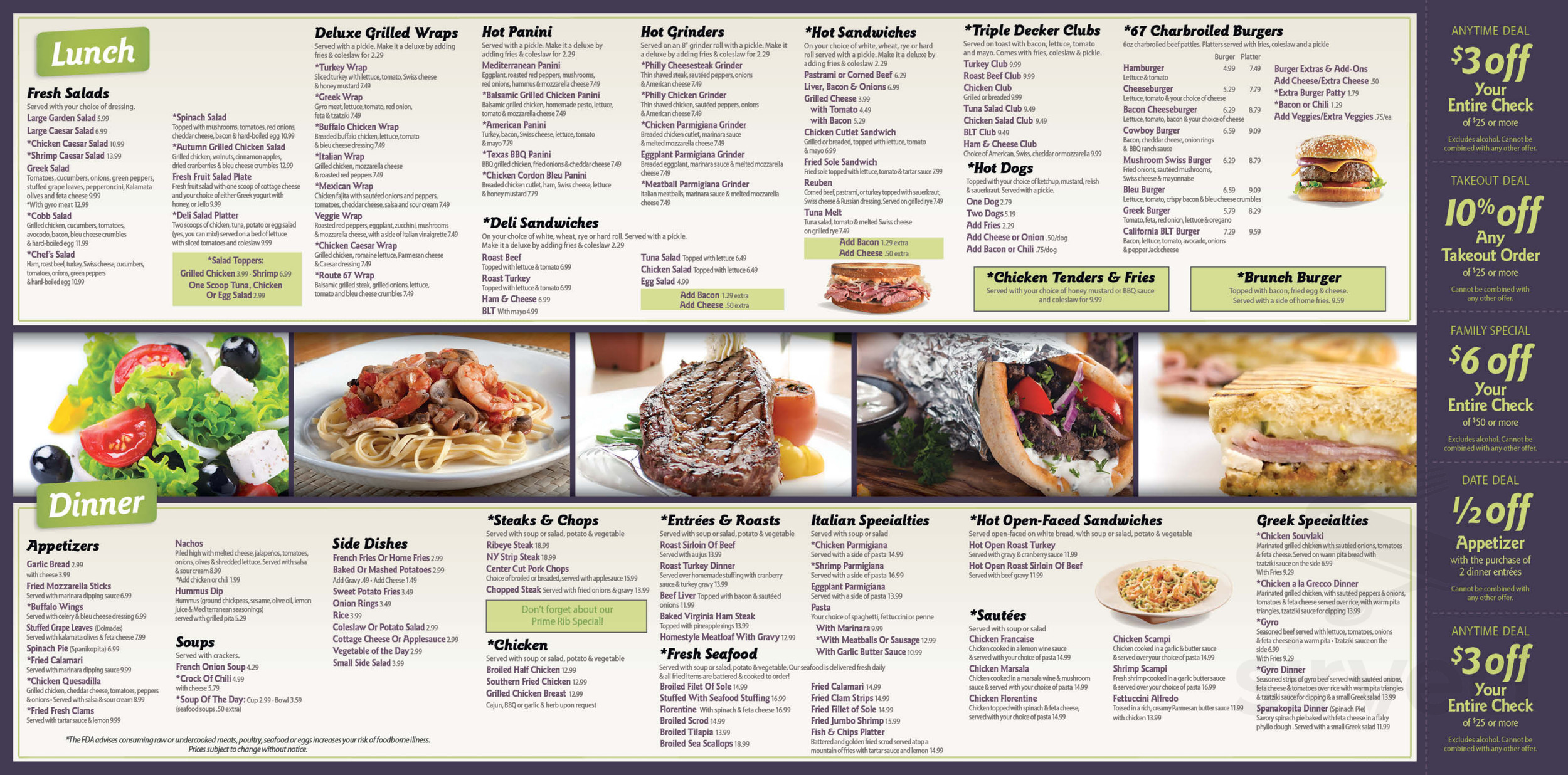 67 Family Diner menu in Seymour, Connecticut, USA