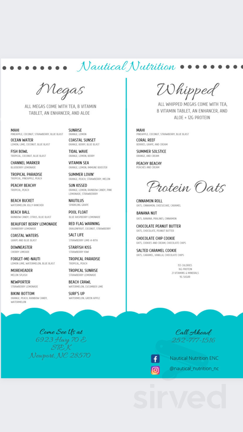 Menu - Newport NC's Nautical Nutrition | Sirved