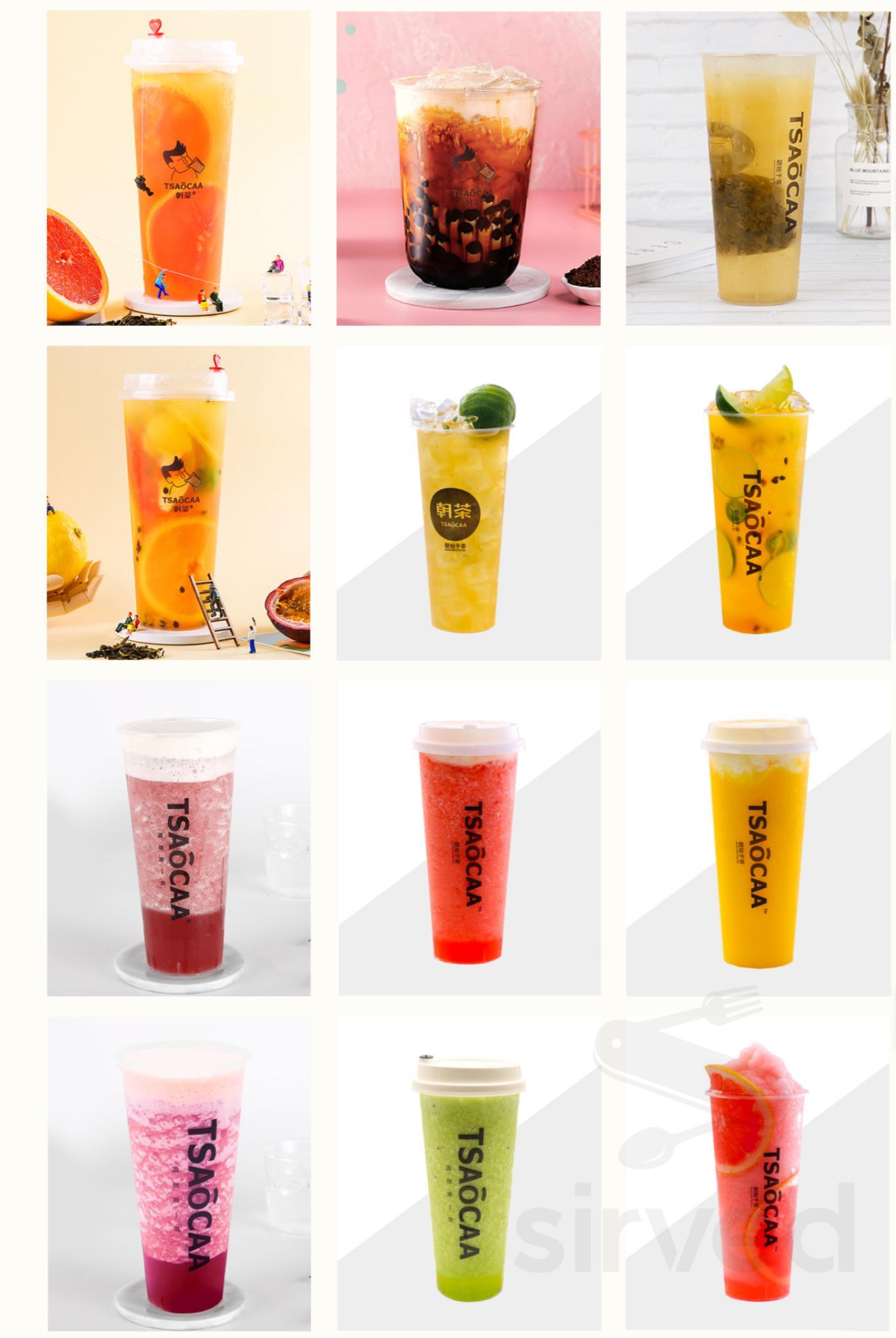 Tsaocaa Bubble tea menu in West Chester, Pennsylvania, USA