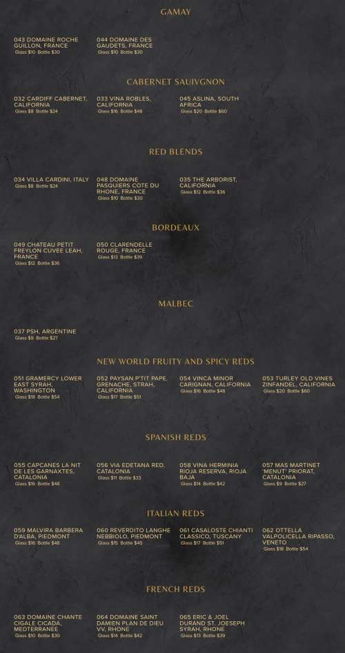 The Valkyrie menu in Muskegon, Michigan, USA