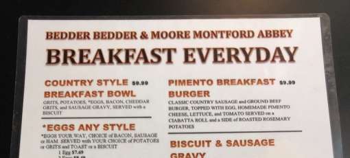 Menu for Bedder Bedder & Moore in Charlotte, NC | Sirved