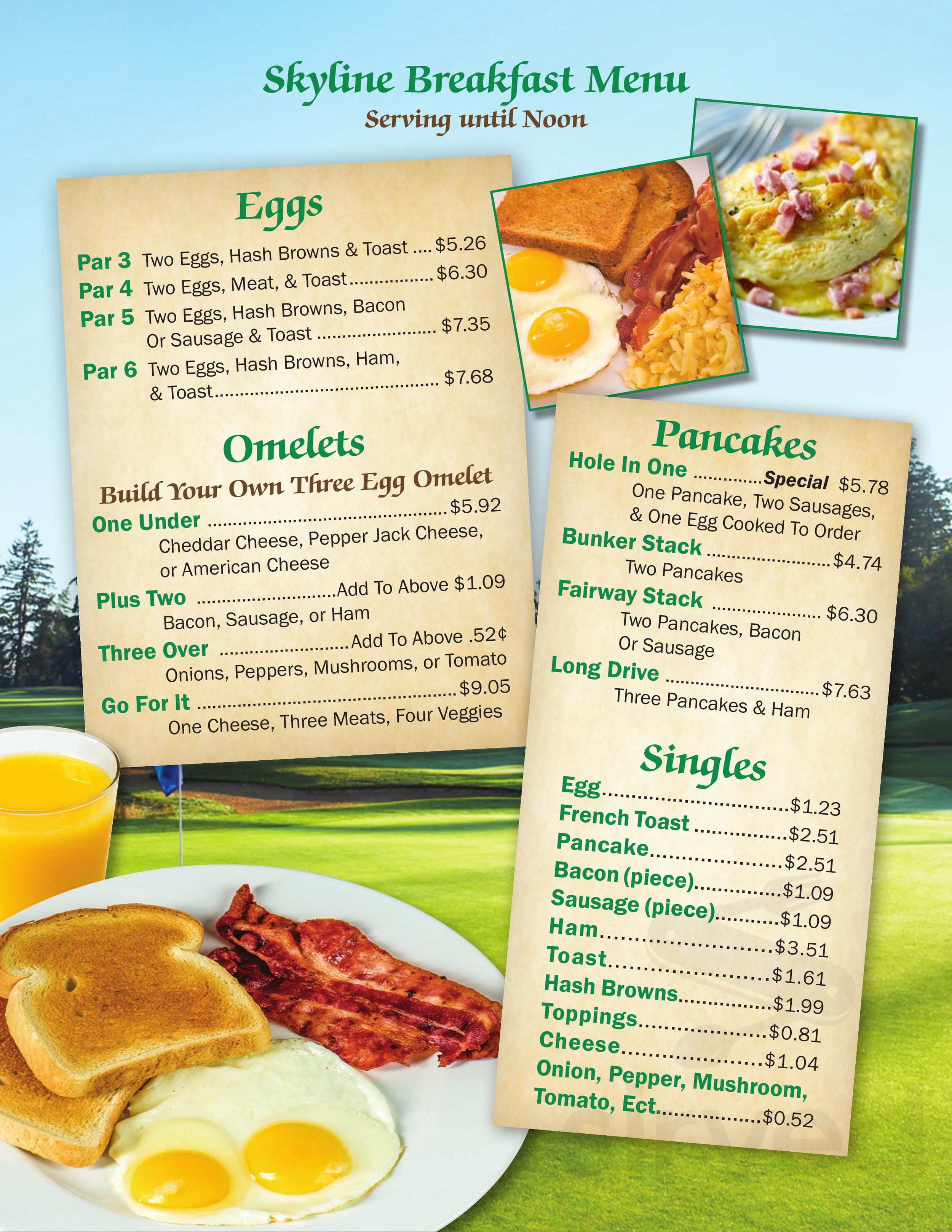 Menu - Black River Falls WI's Skyline Golf Course & Restaurant | Sirved