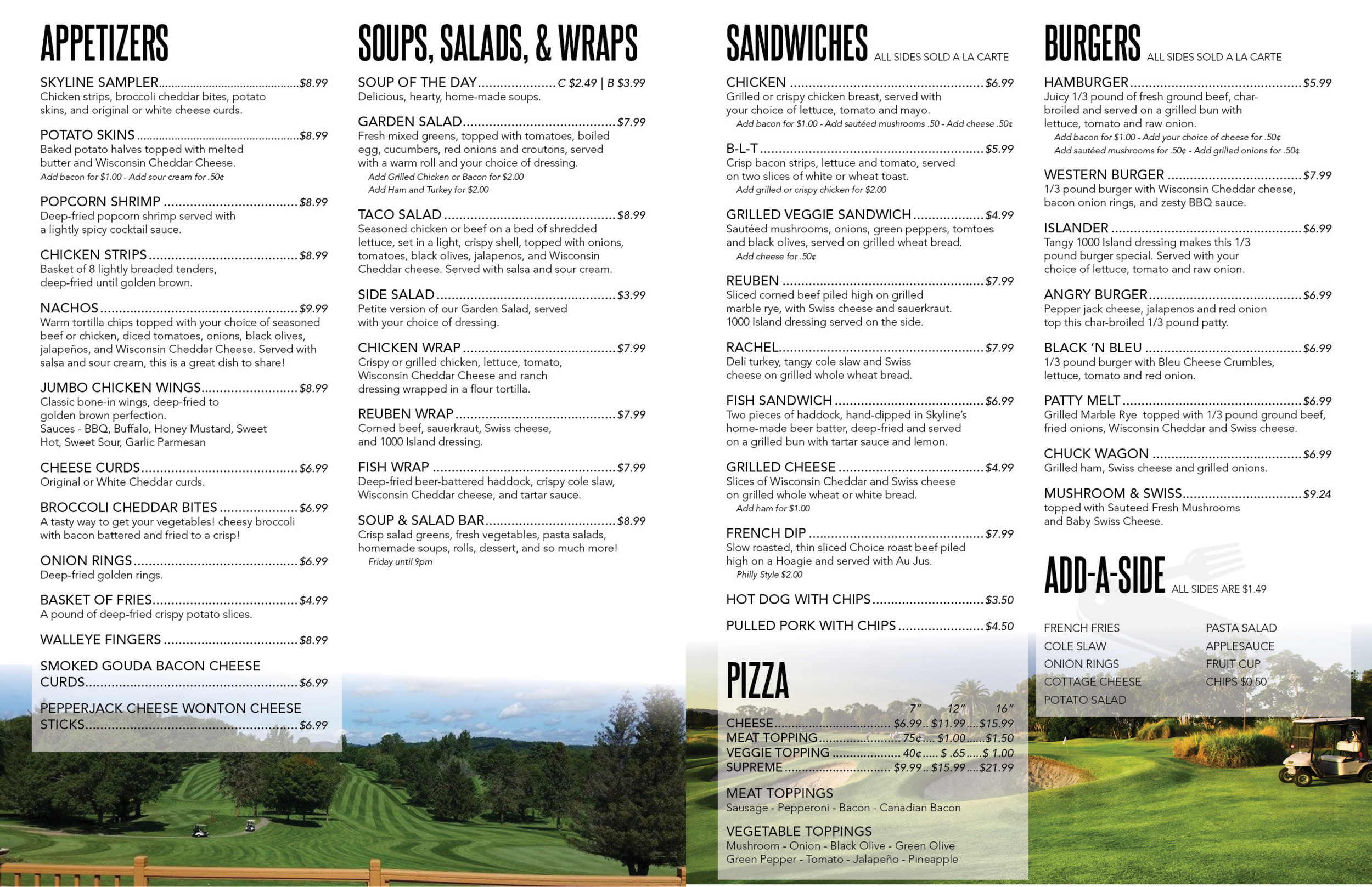 Menu - Black River Falls WI's Skyline Golf Course & Restaurant | Sirved