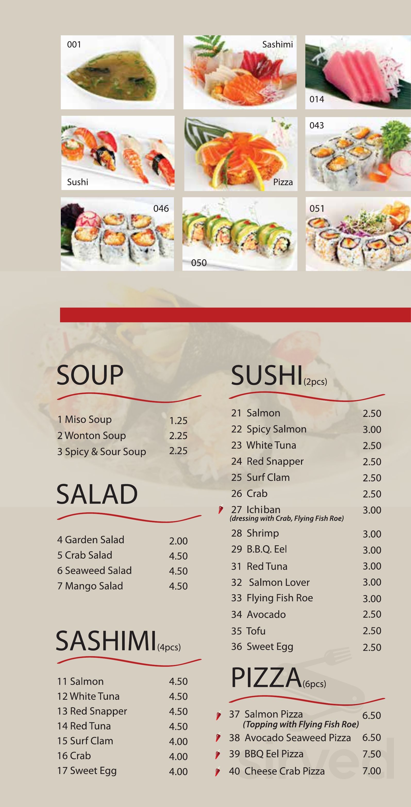 Ye's Sushi menu in Kitchener, Ontario, Canada