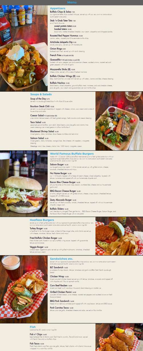 Annex Burger menu in Park City, Utah, USA