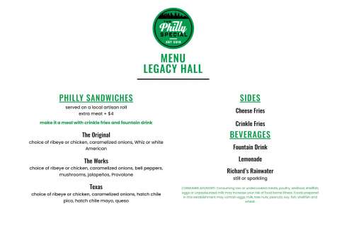 The Philly Special menu in Plano, Texas, USA