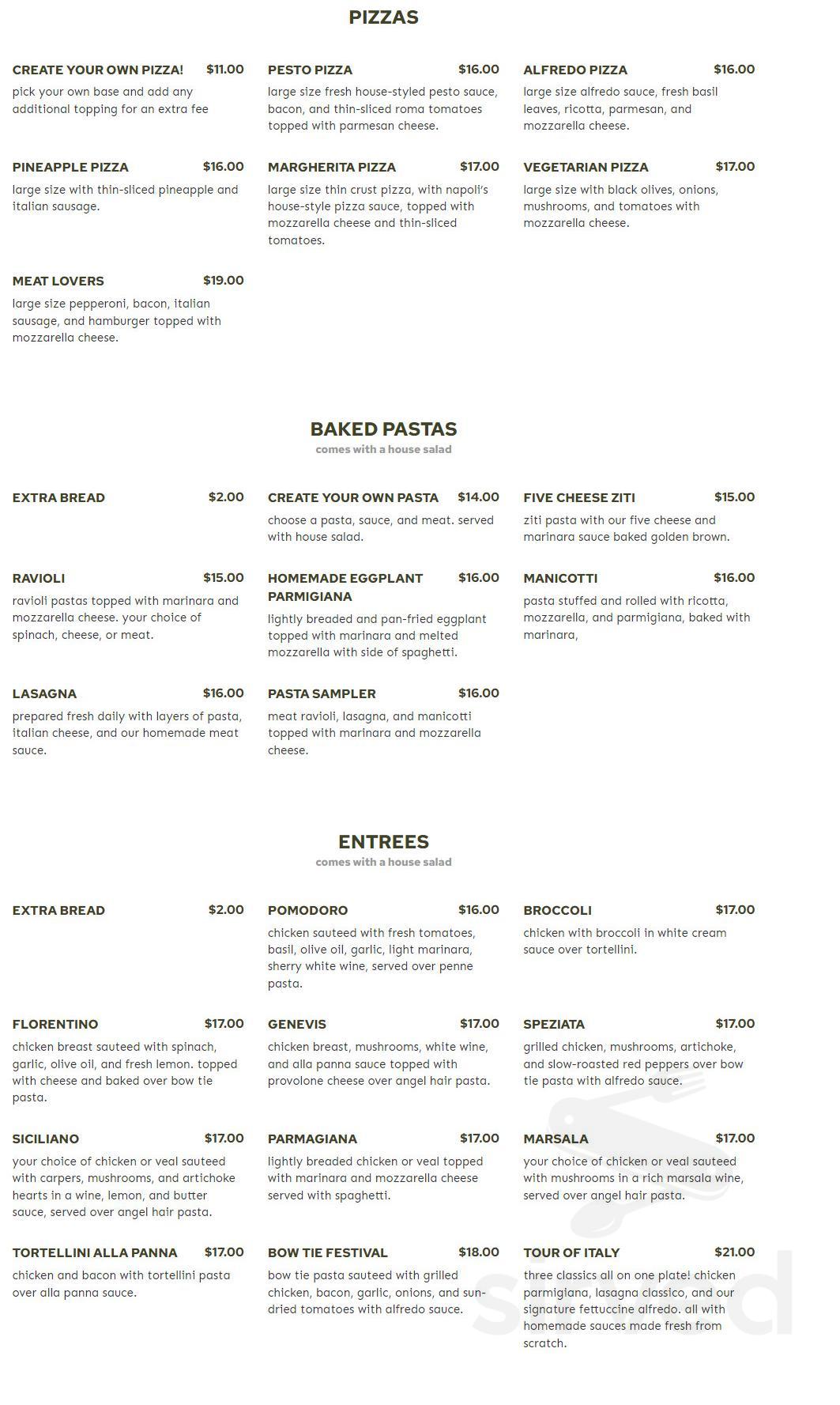 Tavolo Italian Ristorante menu in Batesville, Arkansas, USA