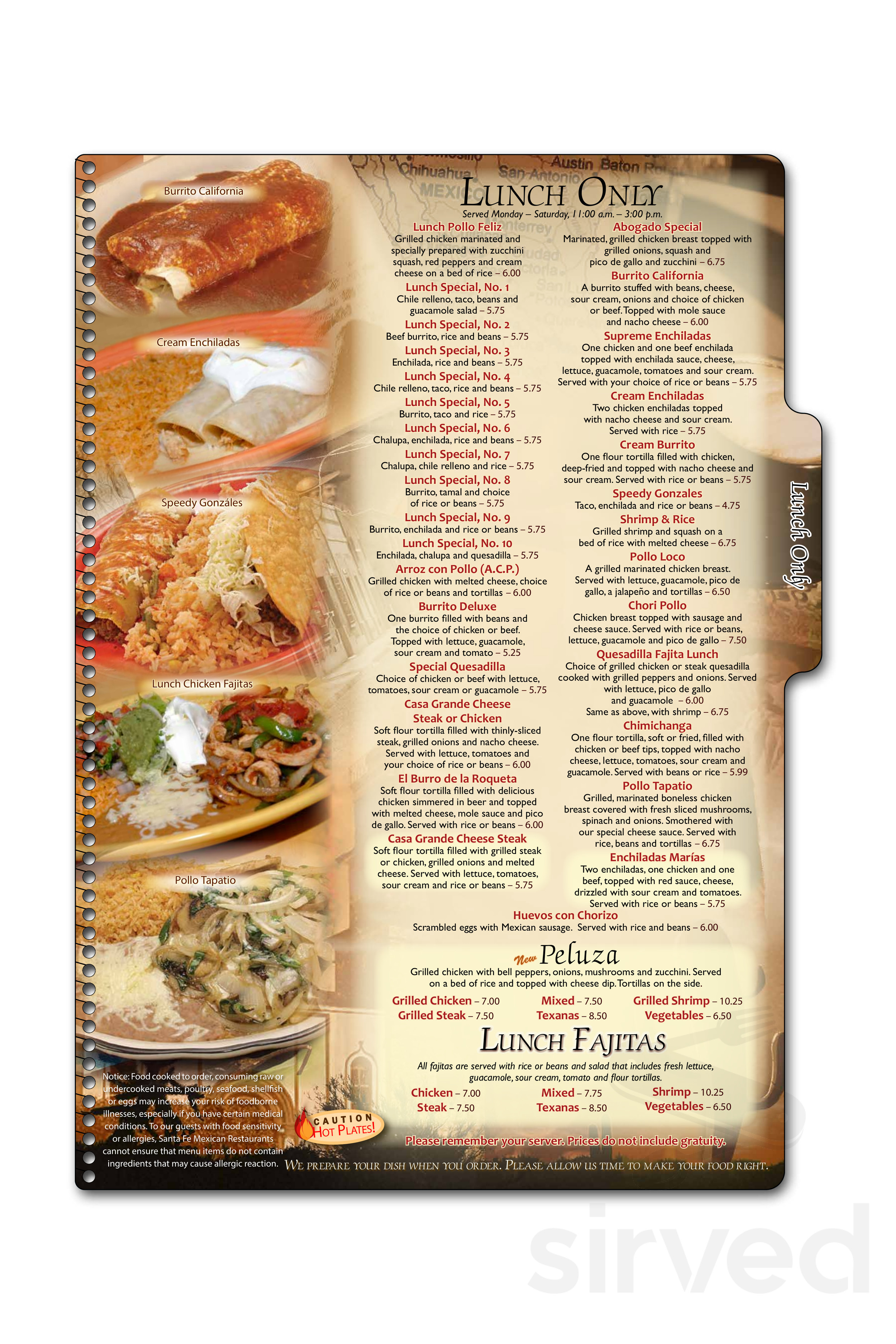 Casa Grande Mexican Restaurant menus in Kannapolis, North Carolina ...