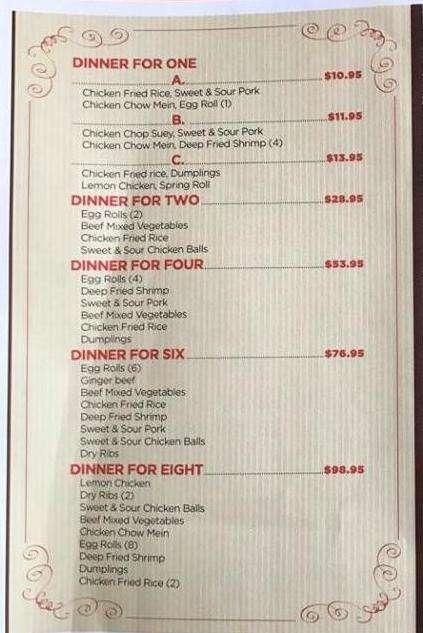Warman Wok menu in Warman, Saskatchewan, Canada