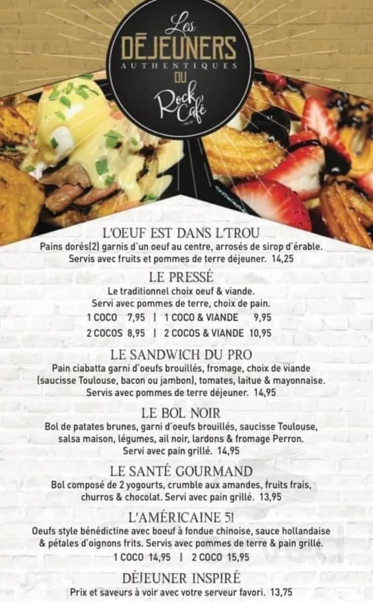 Menu for Rock Café Beauceville in Beauceville, QC | Sirved