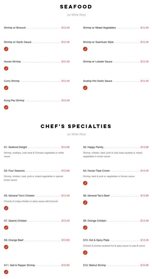 WooChi super buffet menu in Mesa, Arizona, USA