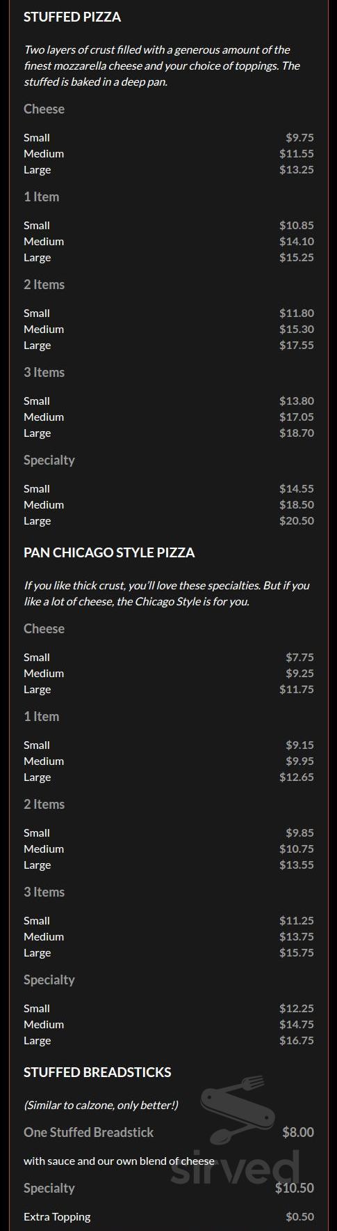 Alfano's Pizza Restaurant menus in Carthage, Illinois, United States