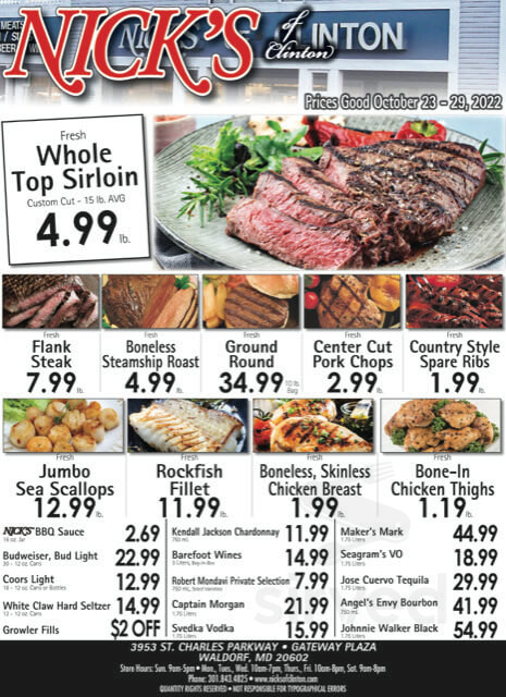 Nick's of Clinton menu in Waldorf, Maryland, USA