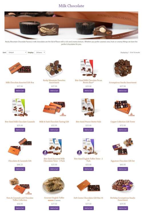 Rocky Mountain Chocolate Factory menu in Boulder, Colorado, USA