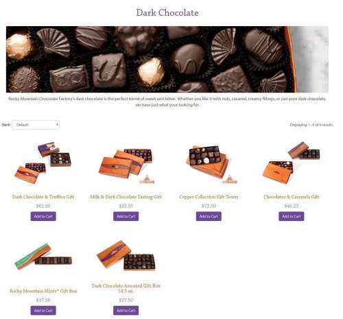 Rocky Mountain Chocolate Factory menu in Boulder, Colorado, USA