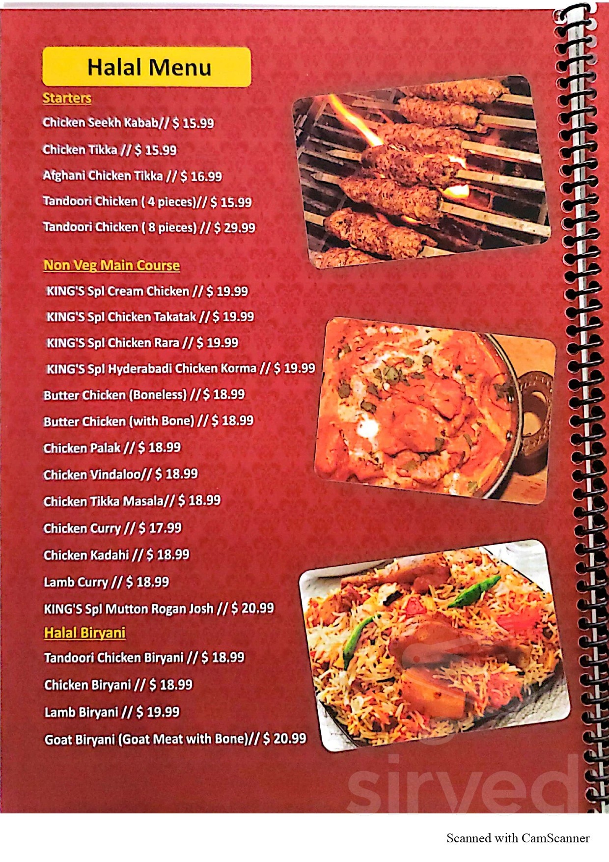 Royal King - Taste of India menus in Saint John, New Brunswick, Canada