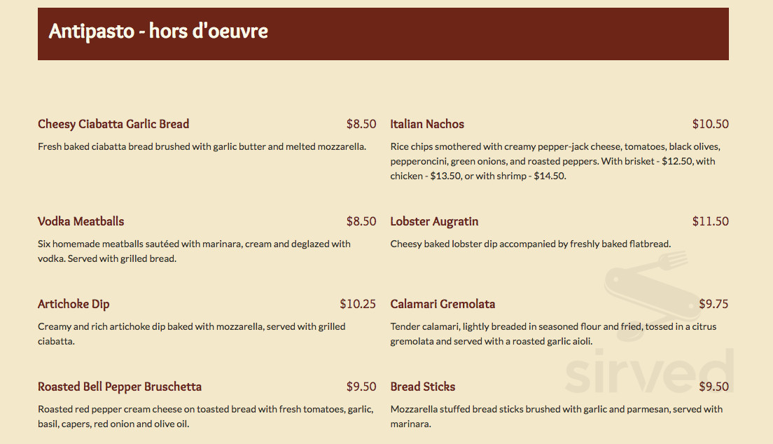 Bello Cucina menu in St Joseph, Minnesota, USA