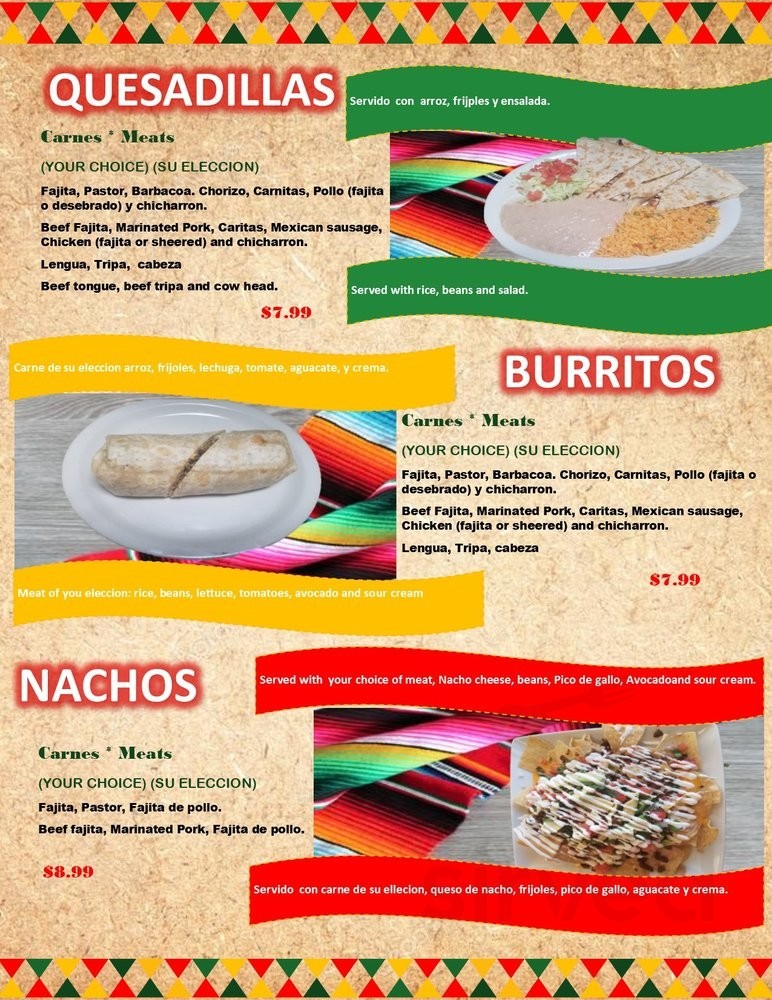 El Piquin Mexican Restaurant menu in Arlington, Texas, USA
