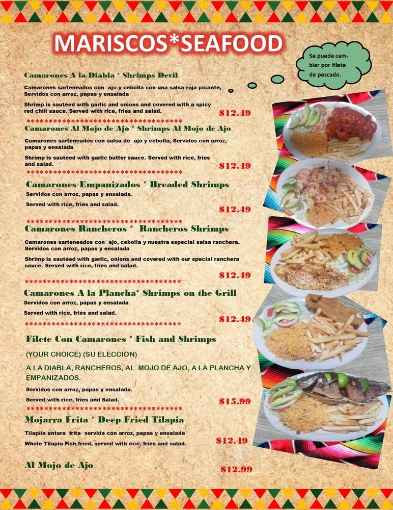 El Piquin Mexican Restaurant menu in Arlington, Texas, USA