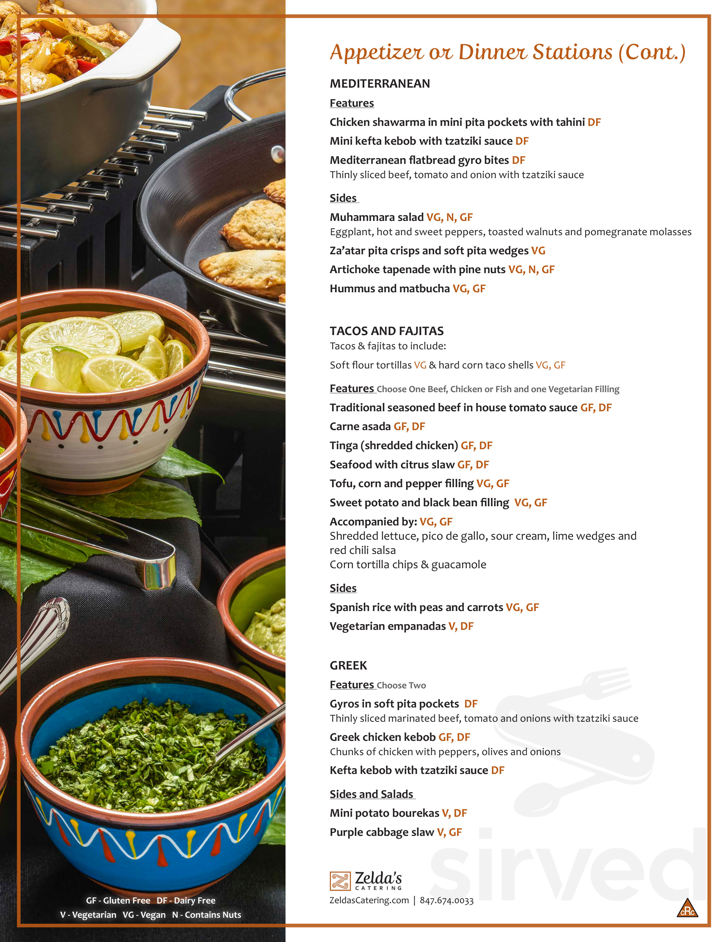 Zelda's Catering menu in Skokie, Illinois, USA