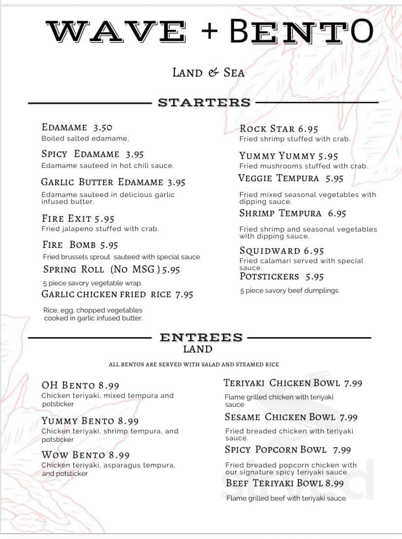 Oh Bento Fish & Chips menu in Carmichael, California, USA