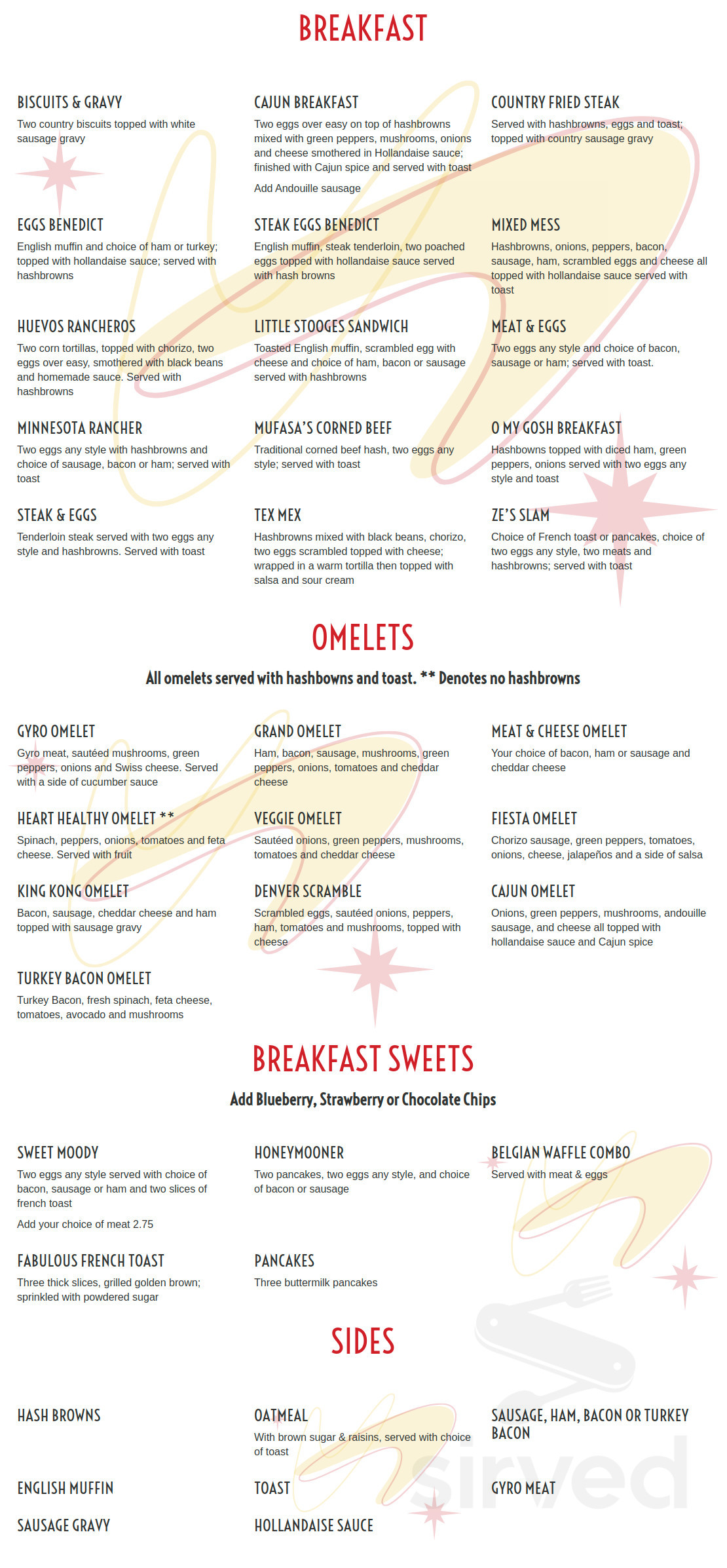 Menu for Ze's Diner Eagan in Eagan, MN | Sirved