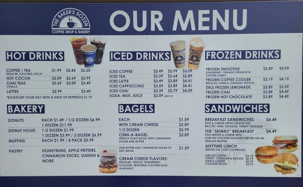 Menu - Pomfret Center CT's Baker's Dozen of Pomfret | Sirved