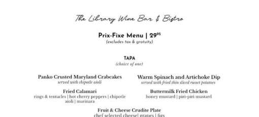 The Library Wine Bar and Bistro Menu - Wallingford, Connecticut | Sirved