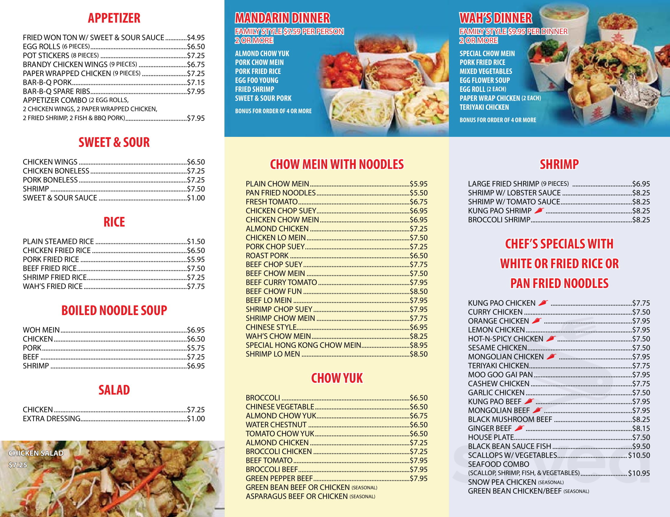 Wah's Kitchen menu in Fresno, California, USA