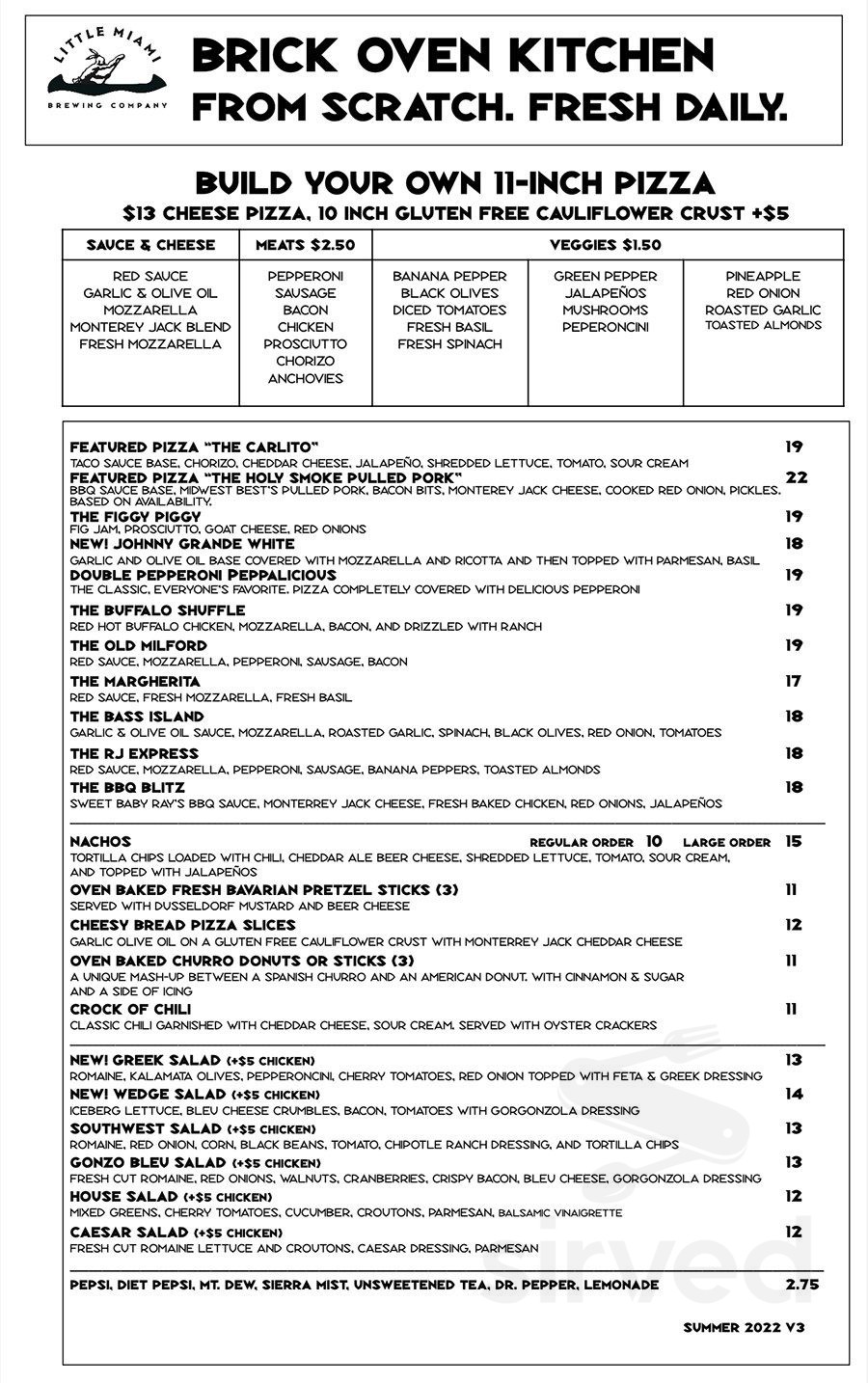 Little Miami Brewing Company menu in Milford, Ohio, USA