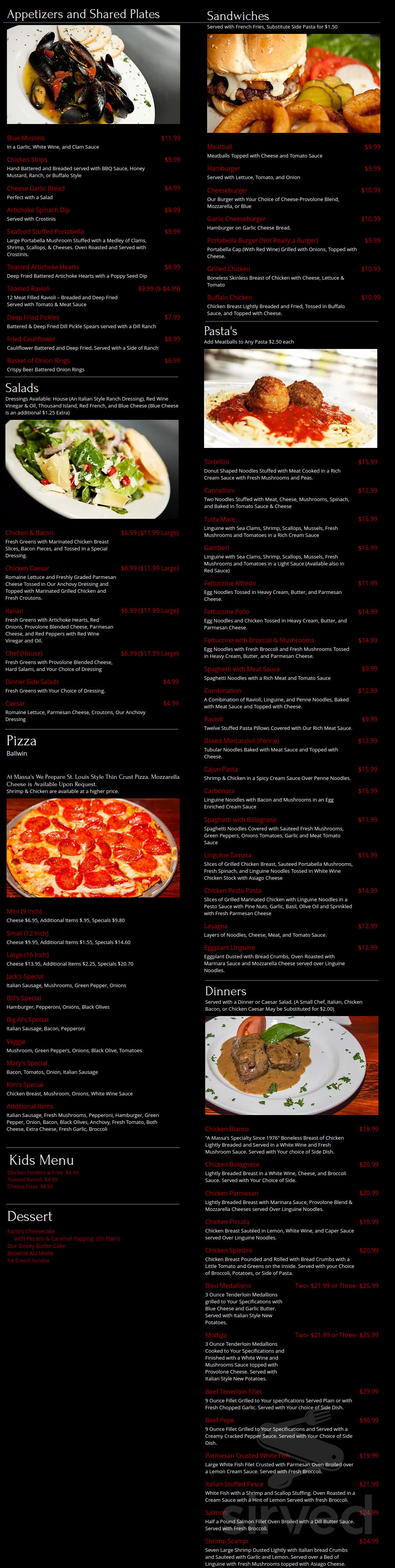 Massa's Town & Country menus in Town and Country, Missouri, United States