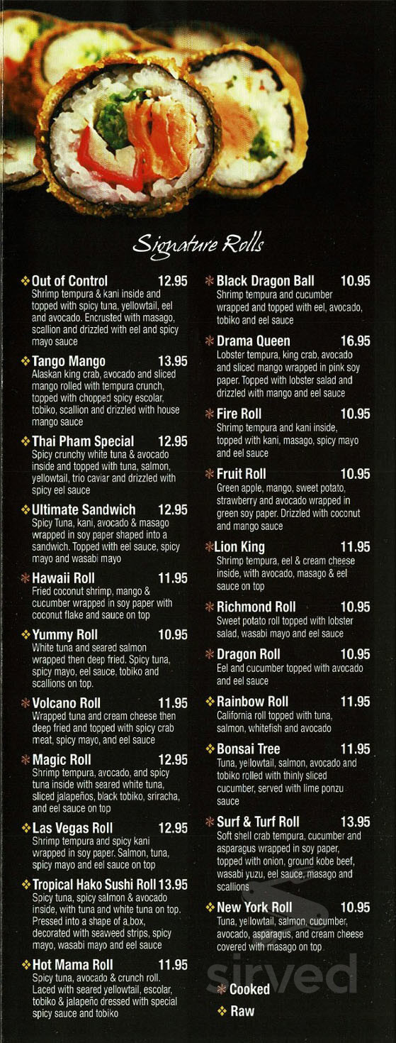 Menu - Staten Island NY's Sakana Sushi & Hibachi Steakhouse | Sirved