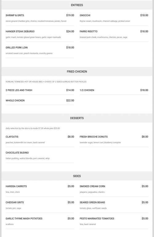 Motley School Tavern menu in Des Moines, Iowa, USA