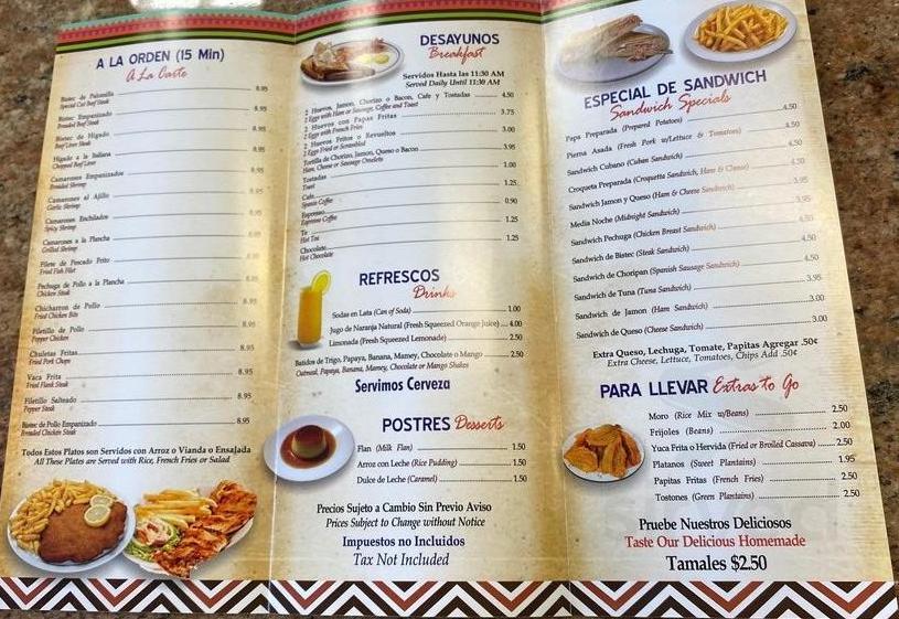 Menu for Gilberto's Cafeteria in North Bergen, NJ | Sirved