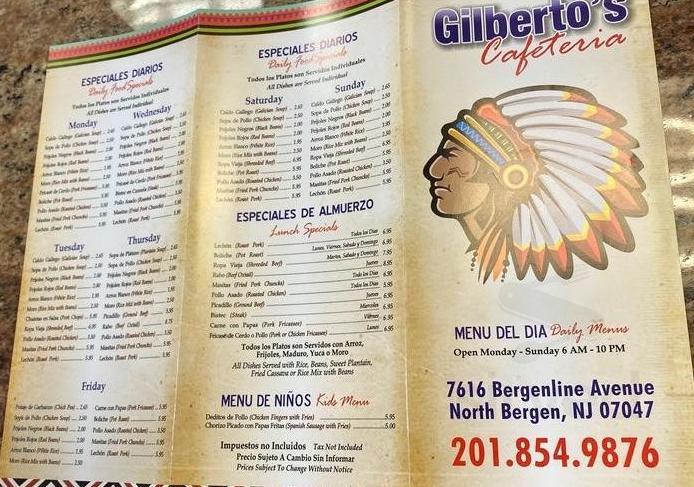 Gilberto's Cafeteria menus in North Bergen, New Jersey, United States