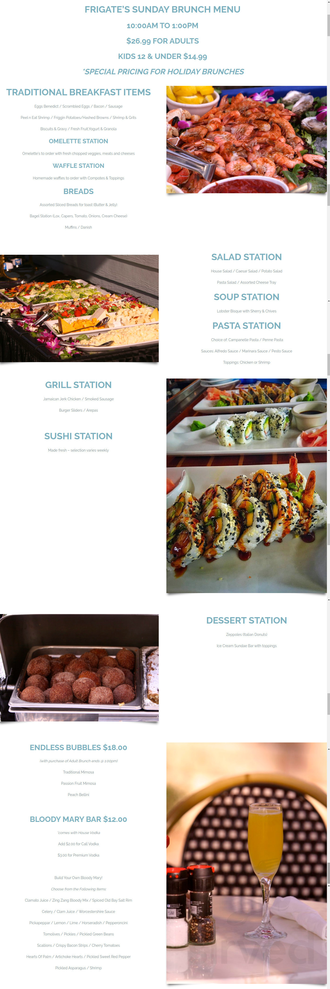 Frigate's Waterfront Bar & Grill menu in North Palm Beach, Florida, USA