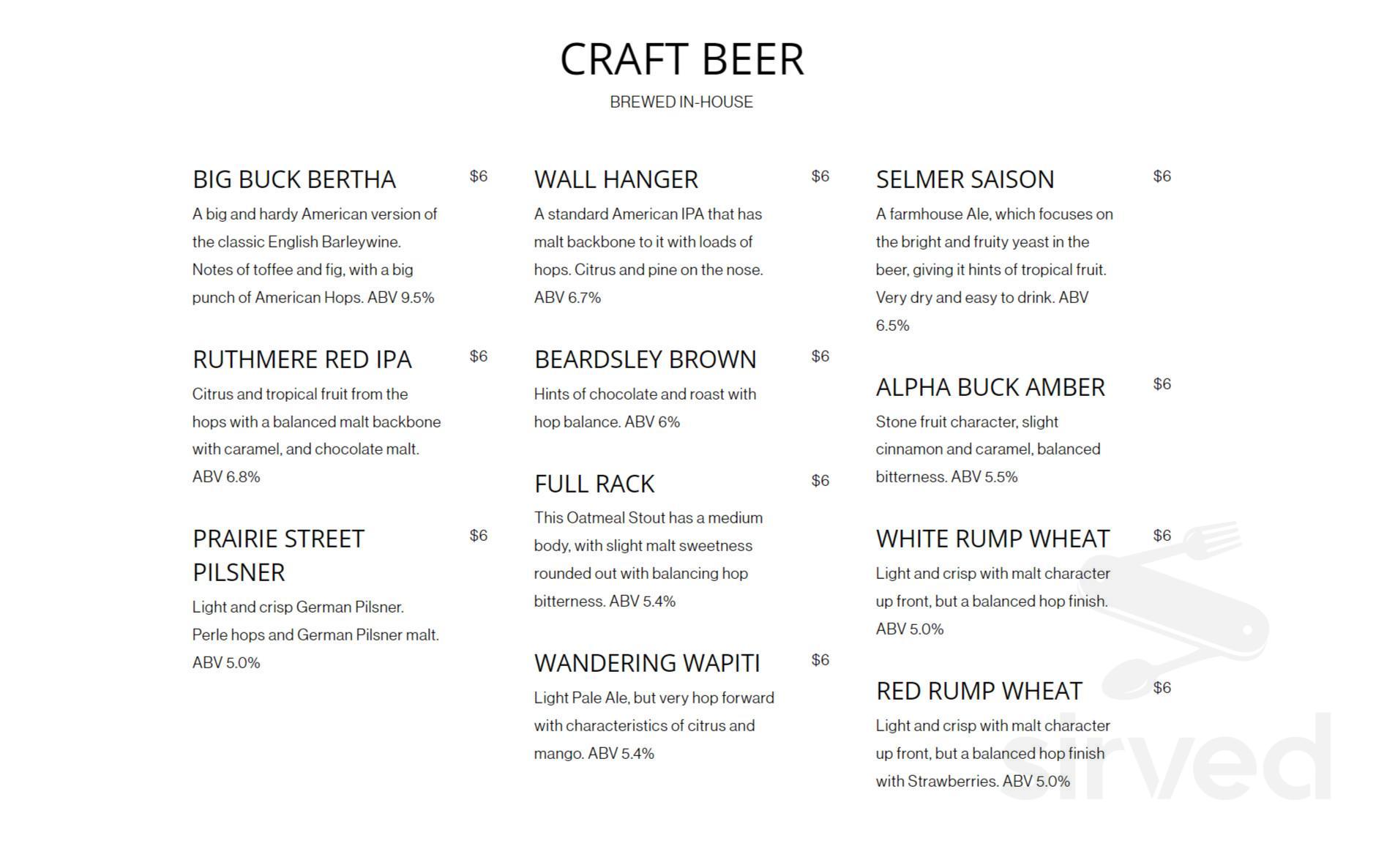 Brass Elk Brewing menus in Elkhart, Indiana, United States