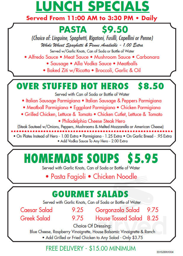 Spassos Pizzeria menu in Lindenhurst, New York, USA