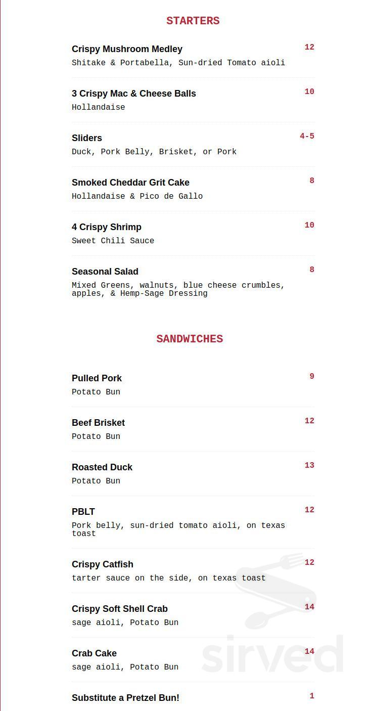 Menu - Louisville KY's Hammerheads | Sirved